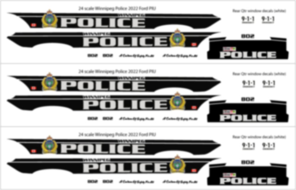Winnipeg Police Service - Waterslide decals for 2022 Ford Interceptor ...