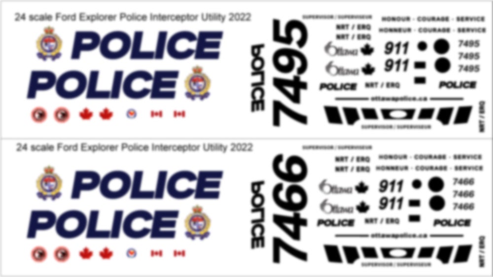 Ottawa Police Service - Waterslide decals for 2022 Ford Interceptor ...