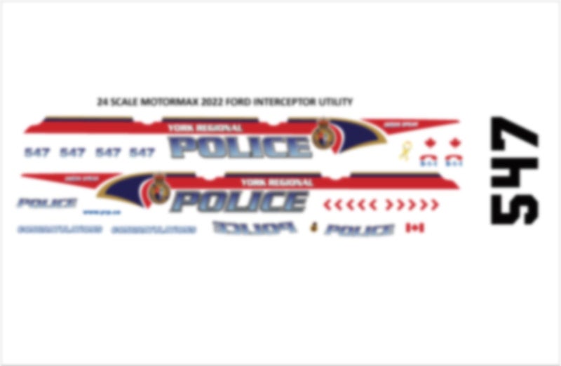 York Regional Police - Waterslide decals for 2022 Ford Interceptor ...